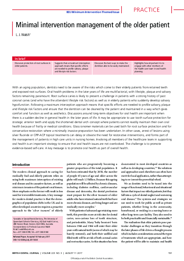 (PDF) Minimal intervention management of the older patient