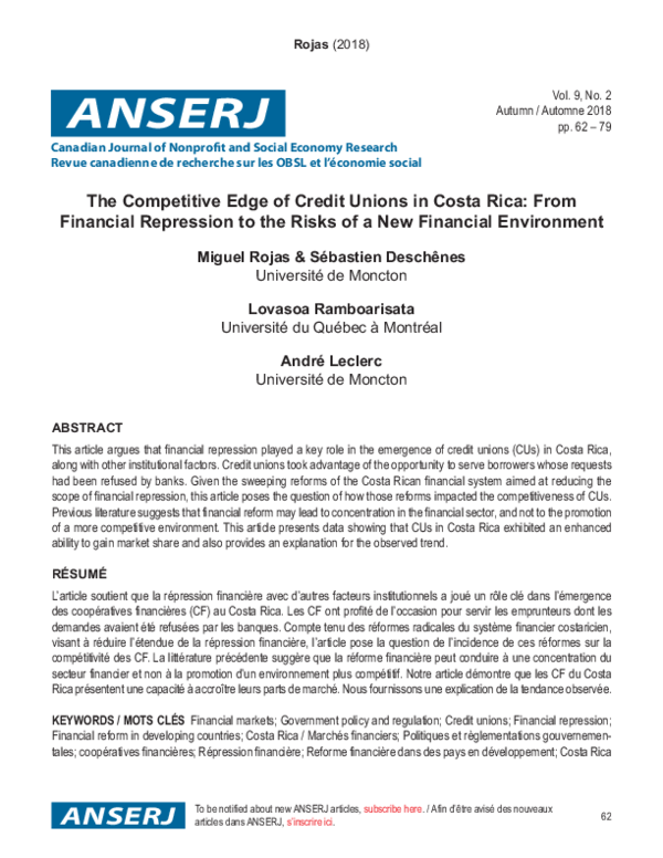 (PDF) The competitive edge of credit unions in Costa Rica: From ...