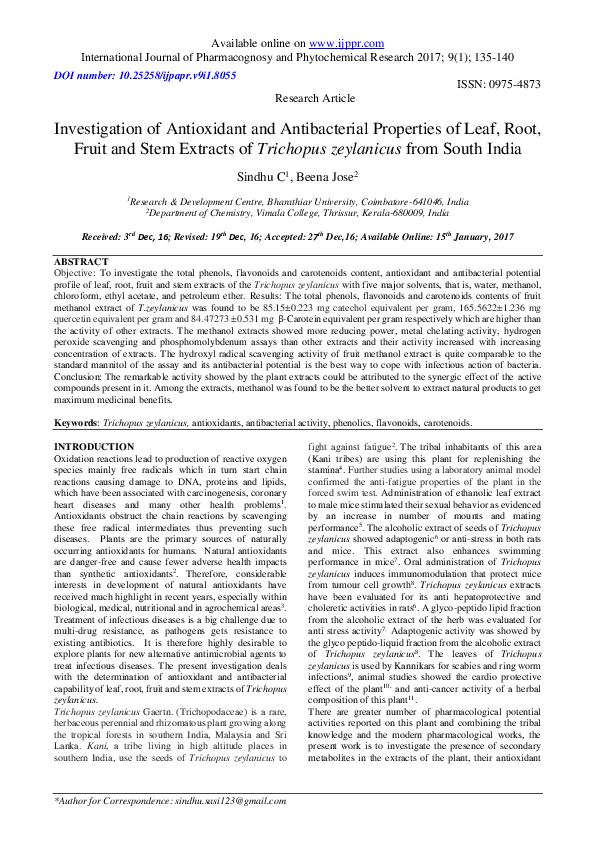 (PDF) Investigation of Antioxidant and Antibacterial Properties of Leaf ...
