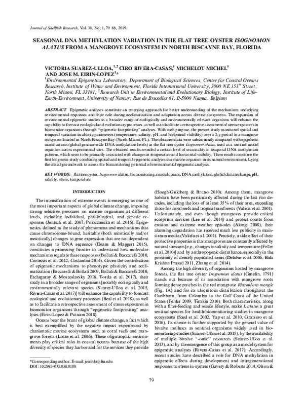 (PDF) Seasonal DNA Methylation Variation in the Flat Tree Oyster ...