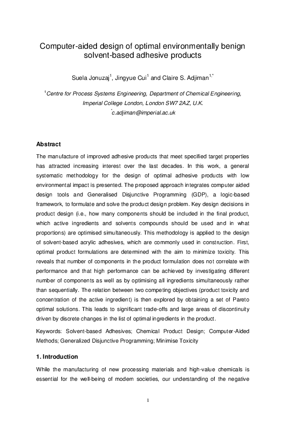 (PDF) Computer-aided design of optimal environmentally benign solvent ...