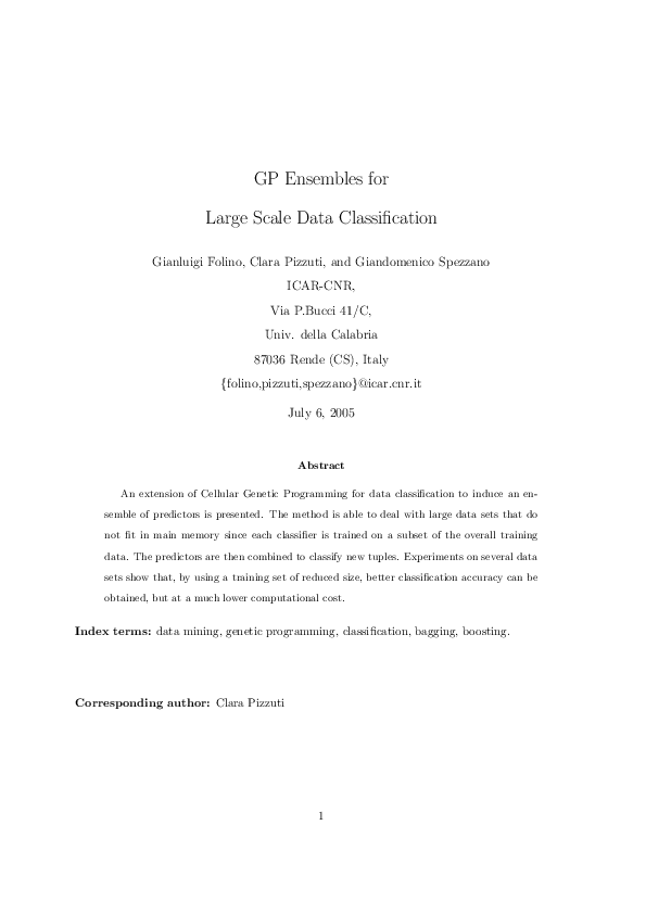 Pdf Gp Ensembles For Large Scale Data Classification Giandomenico Spezzano 6432