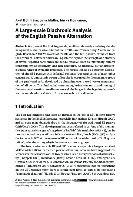 (PDF) Diachronic Analysis of Passive Alternation in American English