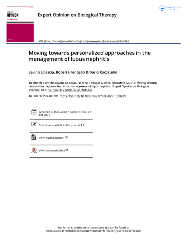 (PDF) Moving toward personalized approaches in the management of lupus ...