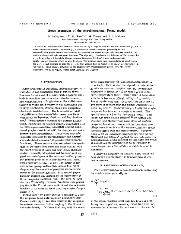 (PDF) Some properties of the one-dimensional Fermi model