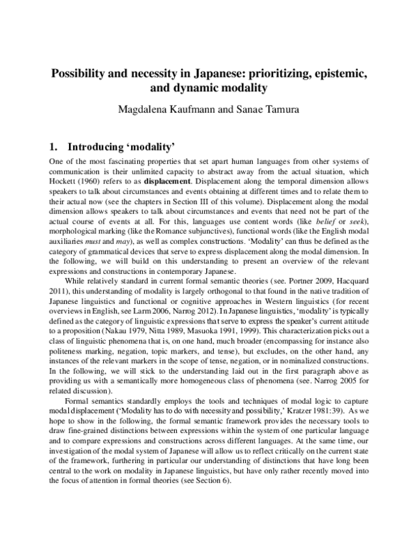 (PDF) 11 Possibility and necessity in Japanese: Prioritizing, epistemic ...