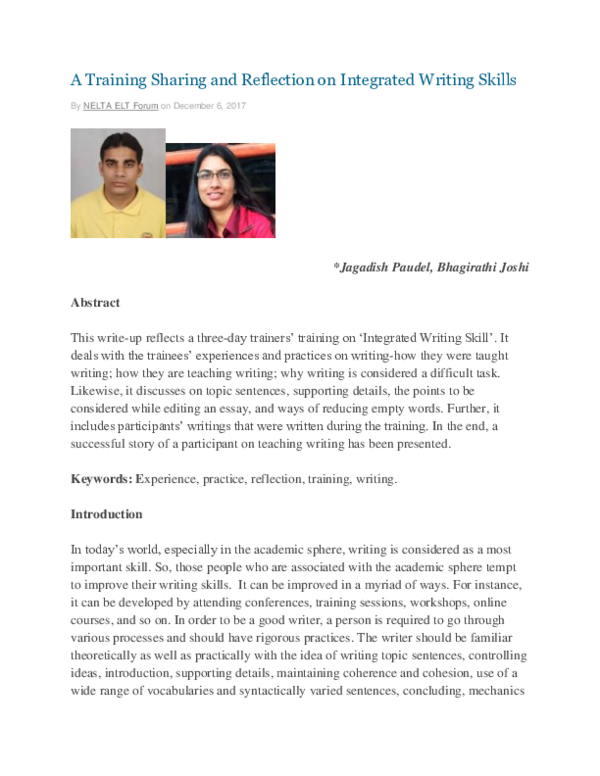 (PDF) A Training Sharing and Reflection on Integrated Writing Skills
