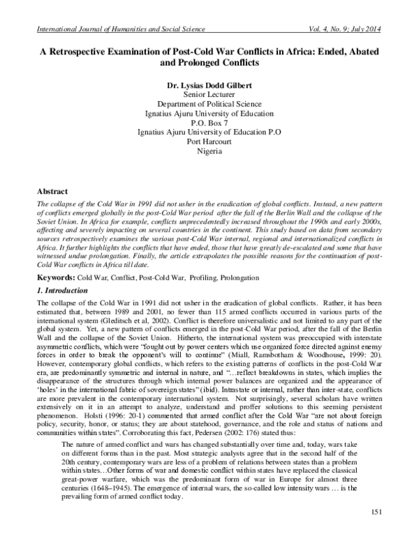 (PDF) A Retrospective Examination of Post-Cold War Conflicts in Africa ...
