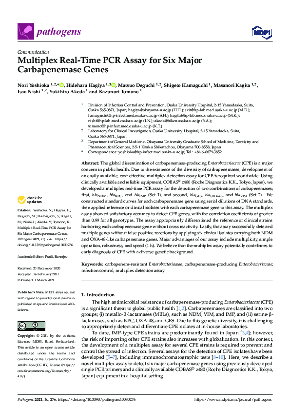 (PDF) Multiplex Real-Time PCR Assay for Six Major Carbapenemase Genes | Shigeto Hamaguchi ...