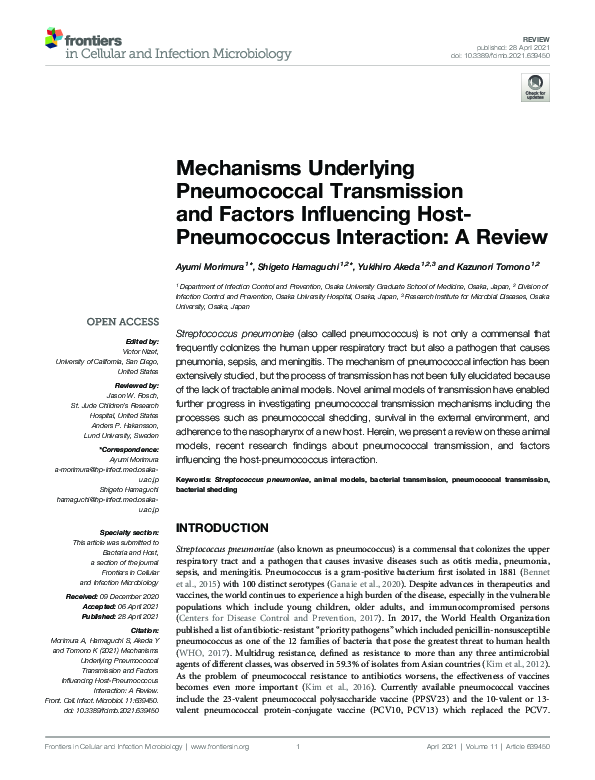 (PDF) Mechanisms Underlying Pneumococcal Transmission and Factors ...