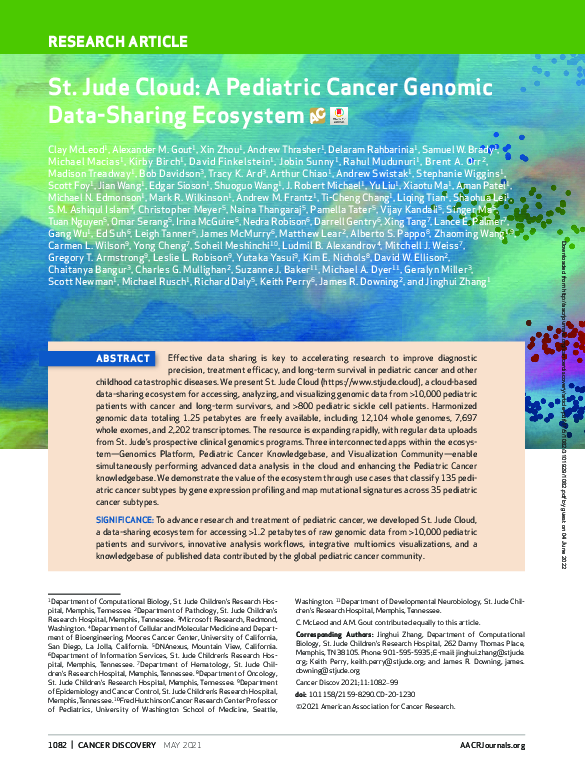 (PDF) St. Jude Cloud: A Pediatric Cancer Genomic Data-Sharing Ecosystem
