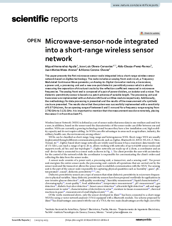(PDF) Microwave-sensor-node integrated into a short-range wireless ...