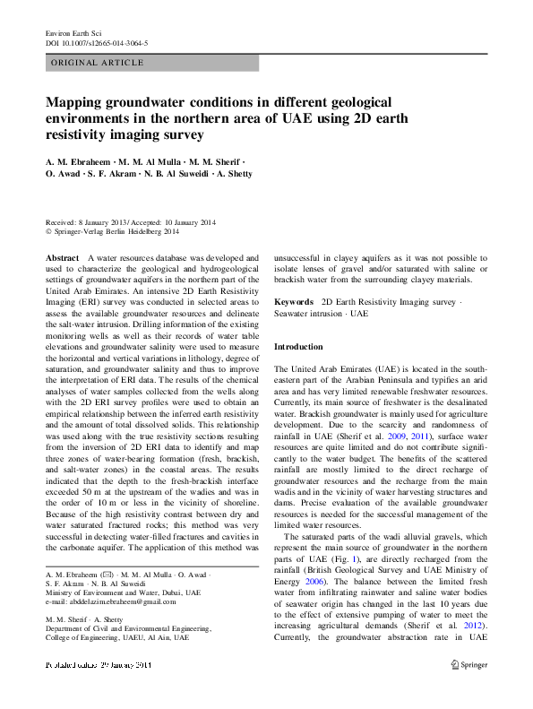 (PDF) Mapping groundwater conditions in different geological environments in the northern area ...