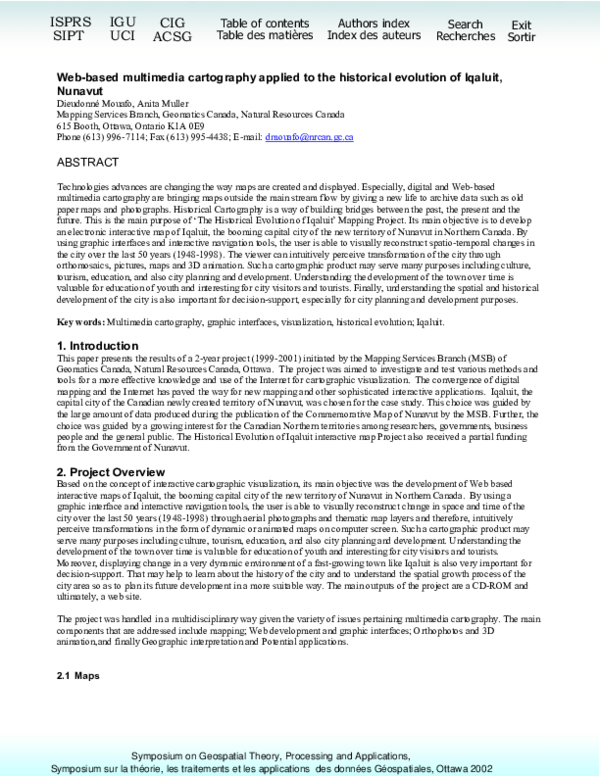 (PDF) Web-based multimedia cartography applied to the historical evolution of Iqaluit, Nunavut