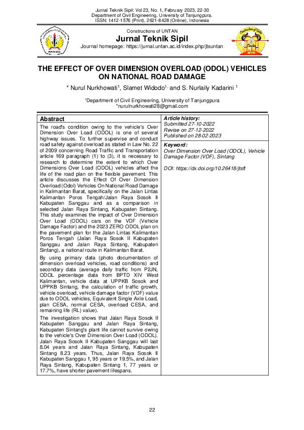 (PDF) The Effect of Over Dimension Overload (Odol) Vehicles on National ...
