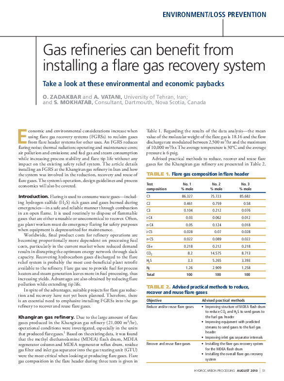 (PDF) Gas refineries can benefit from installing a flare gas recovery ...