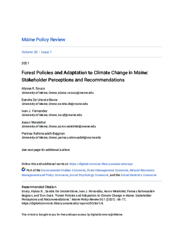 (PDF) Forest Policies and Adaptation to Climate Change in Maine ...