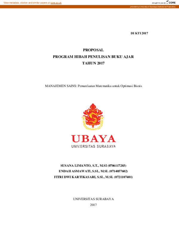 (PDF) Manajemen sains : pemanfaatan matematika untuk optimasi bisnis