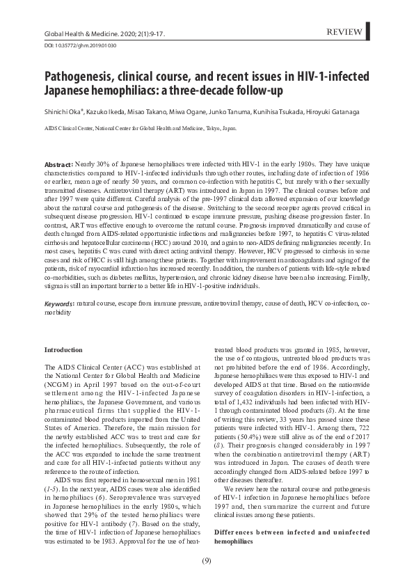 (PDF) Pathogenesis, clinical course, and recent issues in HIV-1 ...