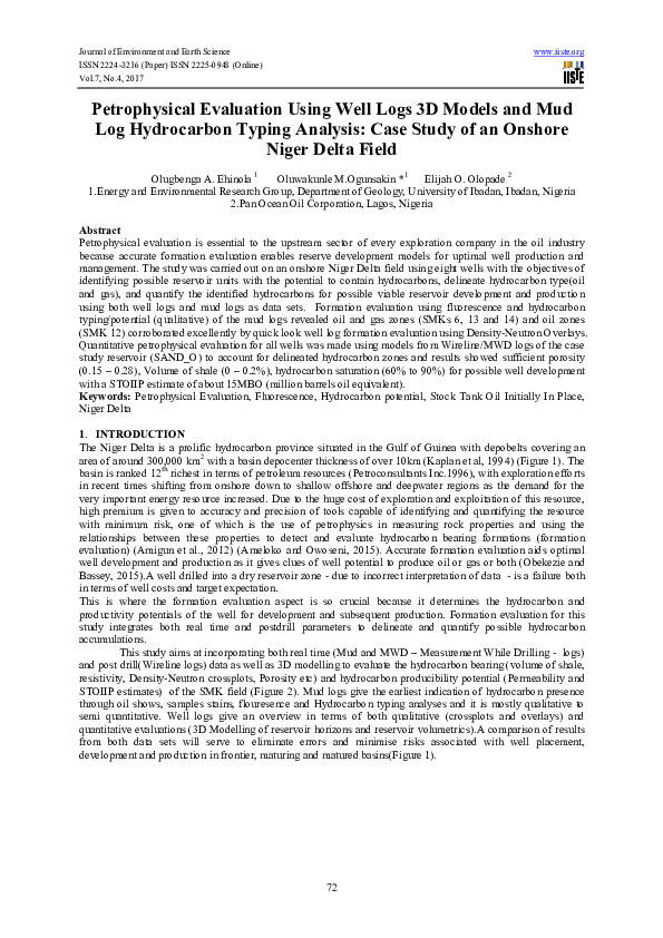 (PDF) Petrophysical Evaluation Using Well Logs 3D Models and Mud Log Hydrocarbon Typing Analysis ...