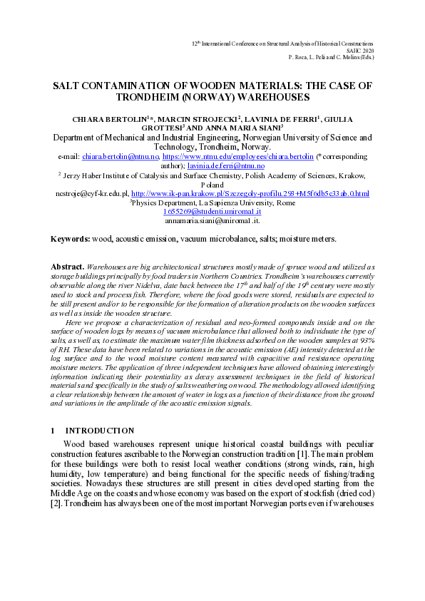 (PDF) Salt Contamination of Wooden Materials: the Case of Trondheim ...