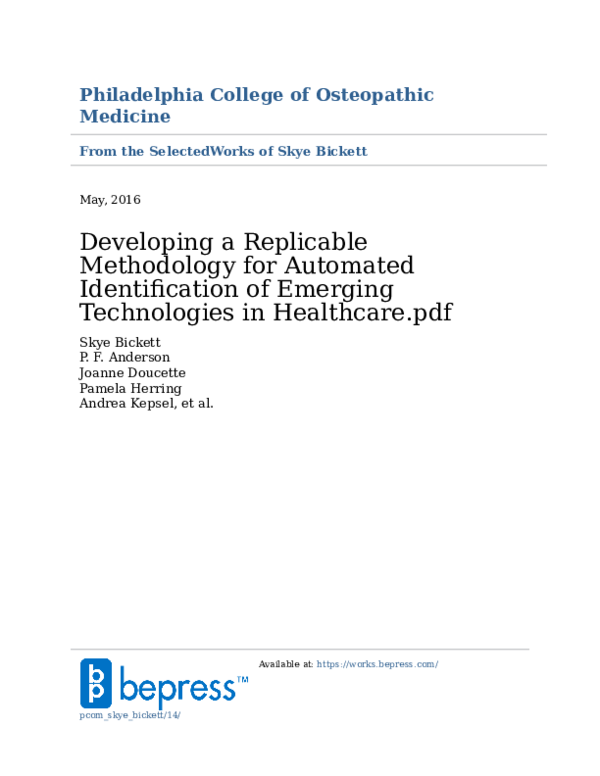 (PDF) Developing a Replicable Methodology for Automated Identification ...