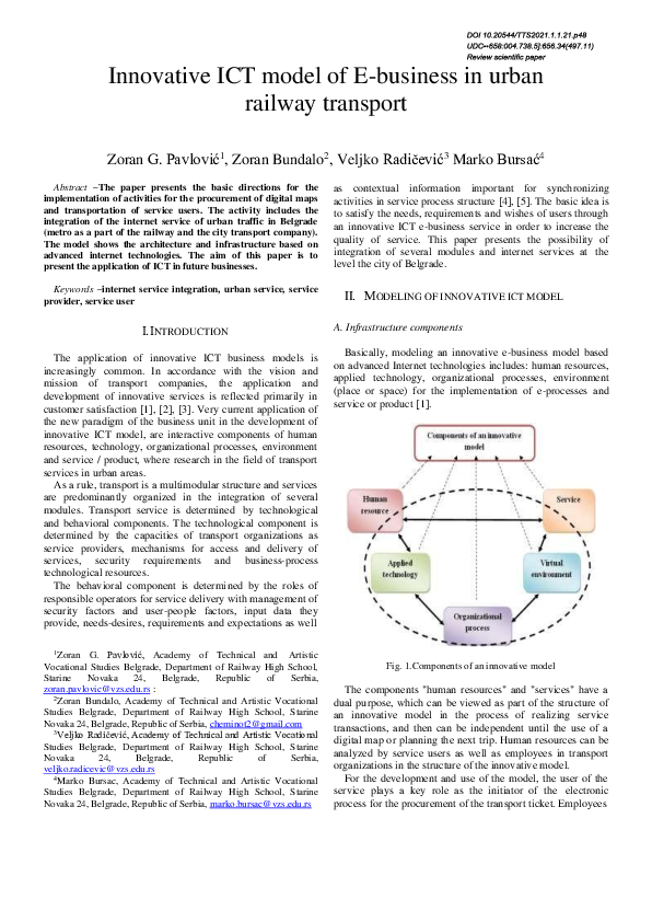 (PDF) Innovative ICT model of E-business in urban railway transport