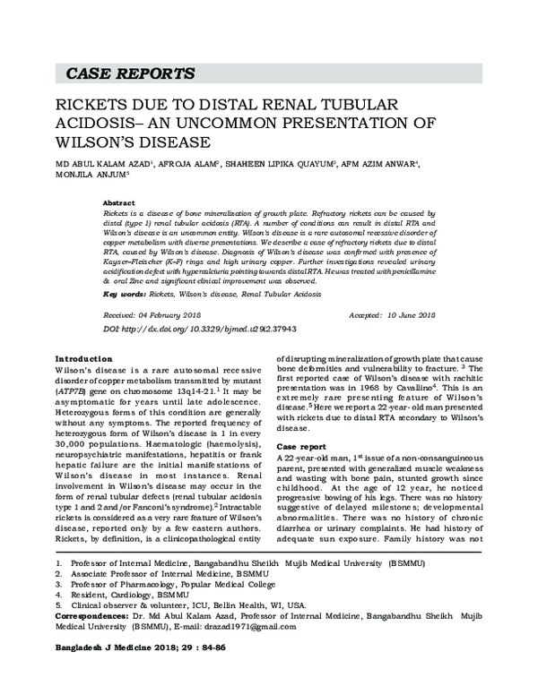 (PDF) Rickets Due to Distal Renal Tubular Acidosis– an Uncommon ...