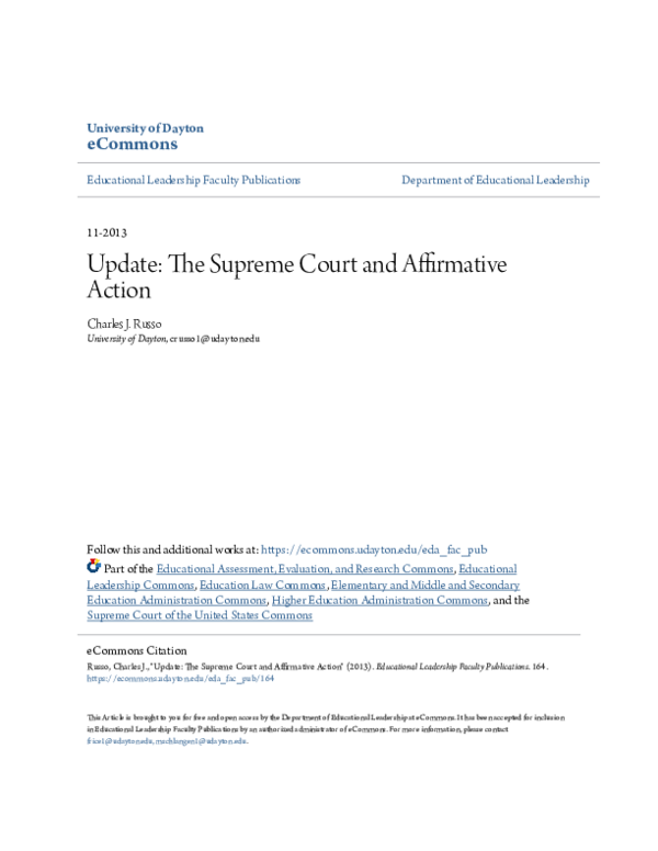 (PDF) Update: The Supreme Court and Affirmative Action