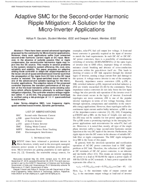 (PDF) Adaptive SMC for the Second-Order Harmonic Ripple Mitigation: A Solution for the Micro ...