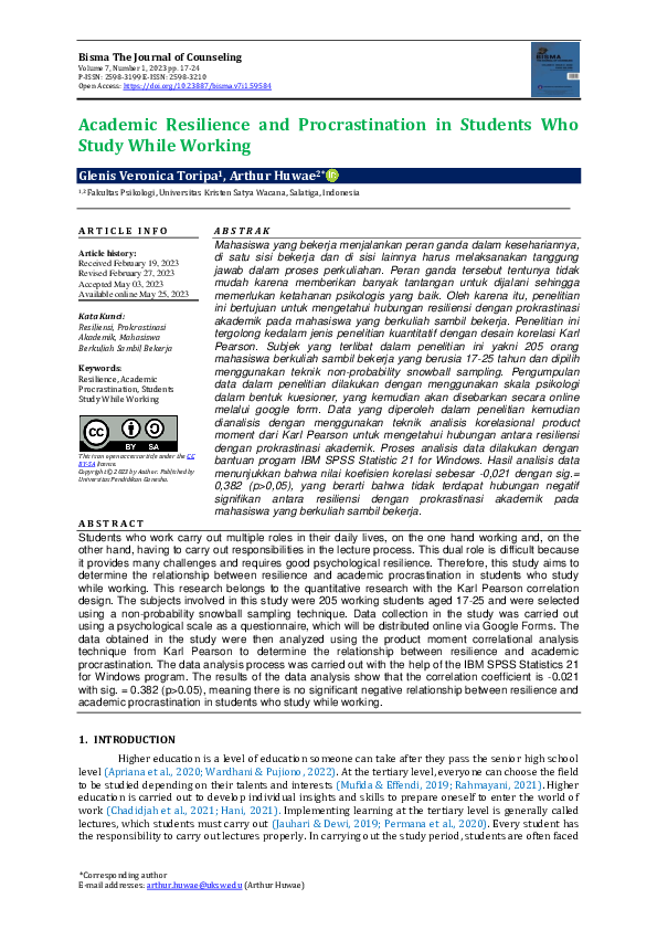 (PDF) Academic Resilience and Procrastination in Students Who Study ...