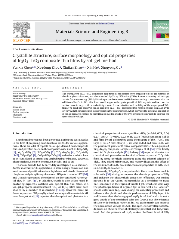 (PDF) Crystallite structure, surface morphology and optical properties of In2O3–TiO2 composite ...