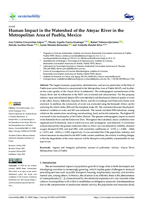 (PDF) Human Impact in the Watershed of the Atoyac River in the ...