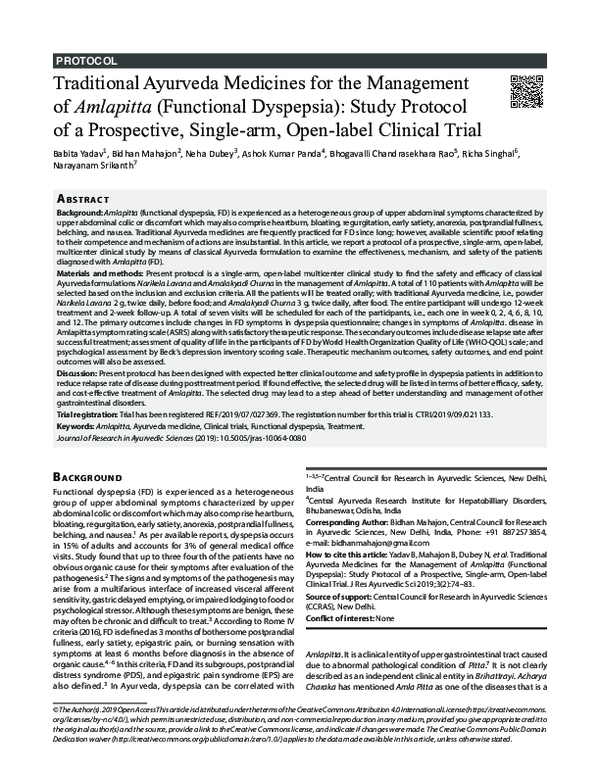 (PDF) Traditional Ayurveda Medicines for the Management of Amlapitta (Functional Dyspepsia): A ...