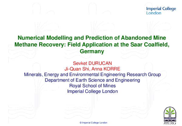 (PDF) Numerical modelling and prediction of abandoned mine methane ...