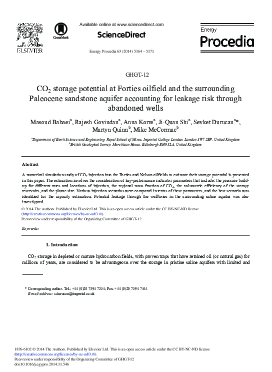 (PDF) CO2 storage potential at Forties oilfield and the surrounding ...
