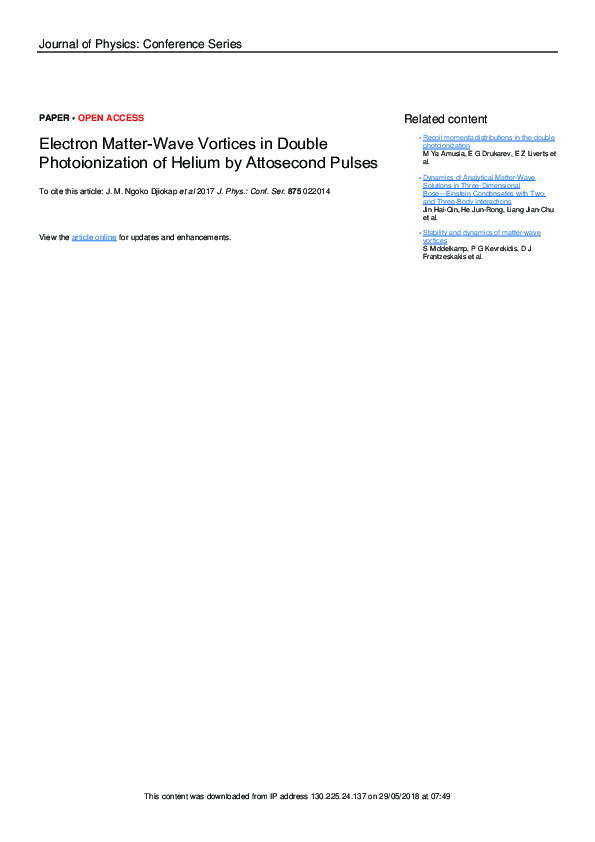 (PDF) Electron Matter-Wave Vortices in Double Photoionization of Helium by Attosecond Pulses ...