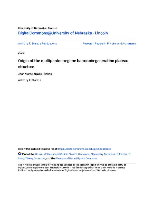 (PDF) Origin of the multiphoton-regime harmonic-generation plateau ...