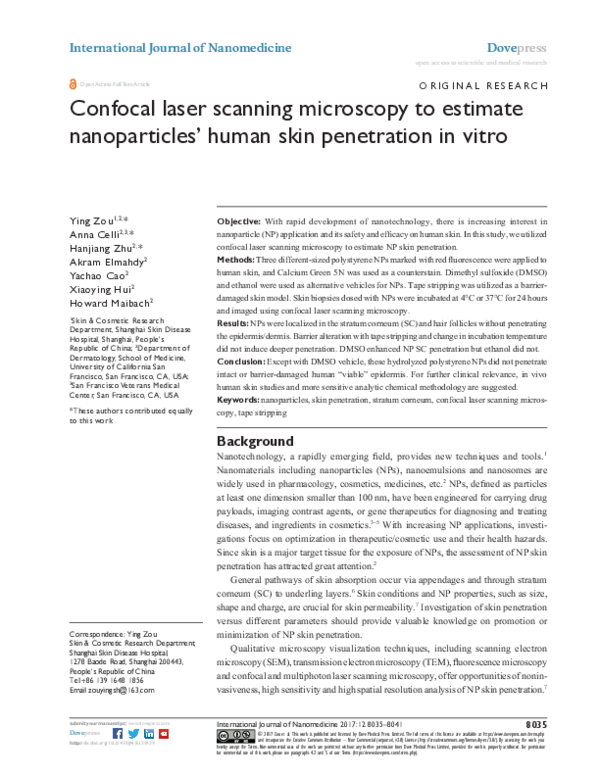 (PDF) Confocal laser scanning microscopy to estimate nanoparticles ...
