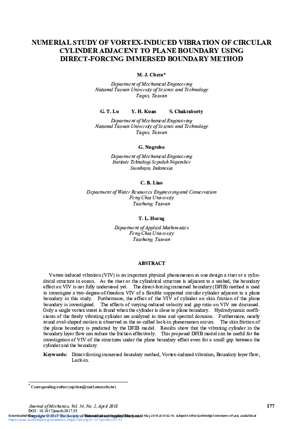 (PDF) Numerial Study of Vortex-Induced Vibration of Circular Cylinder Adjacent to Plane Boundary ...