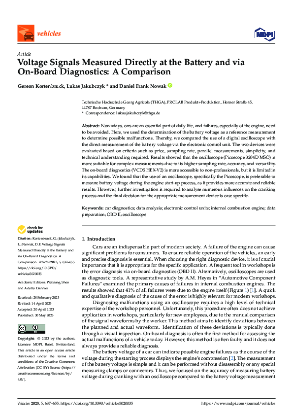 (PDF) Voltage Signals Measured Directly at the Battery and via On-Board ...