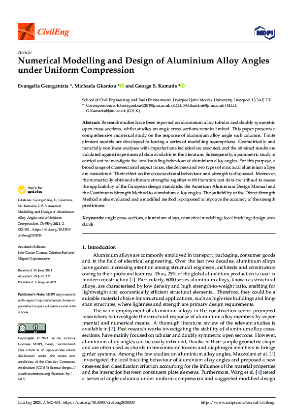 (PDF) Numerical Modelling and Design of Aluminium Alloy Angles under ...