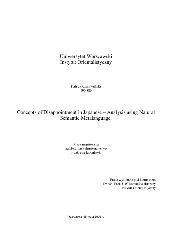 (PDF) Concepts of disappointment in Japanese: Analysis using Natural ...