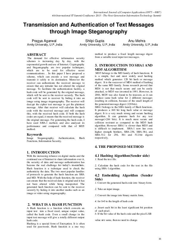 (PDF) Transmission and Authentication of Text Messages through Image ...
