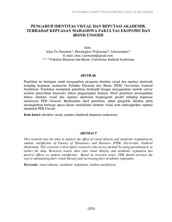 (PDF) Pengaruh Identitas Visual Dan Reputasi Akademik Terhadap Kepuasan ...