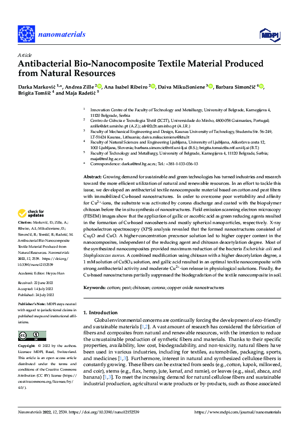 (PDF) Antibacterial Bio-Nanocomposite Textile Material Produced from ...