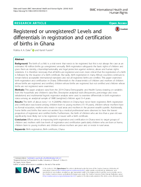 (PDF) Registered or unregistered? Levels and differentials in ...