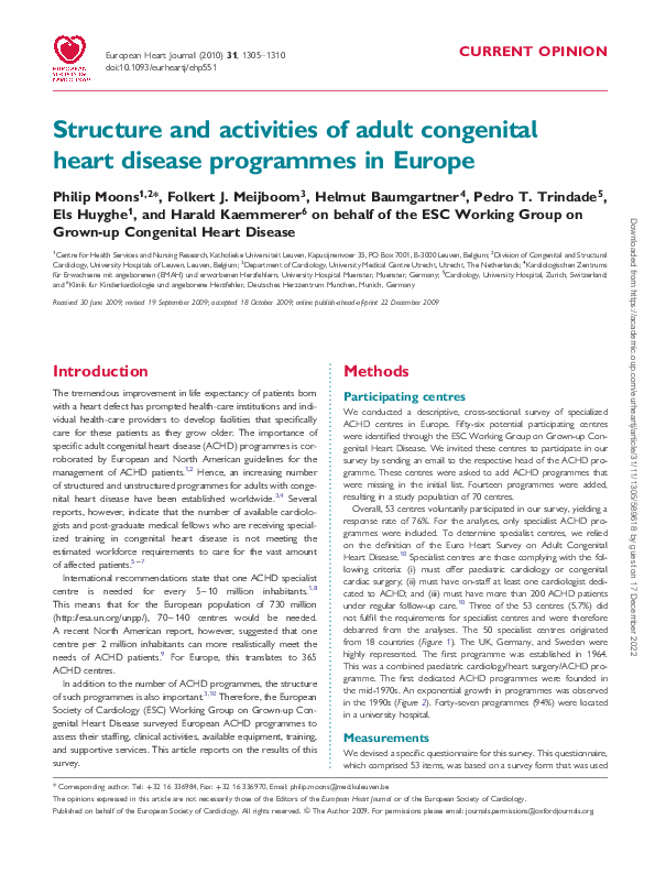 (PDF) Structure and activities of adult congenital heart disease ...