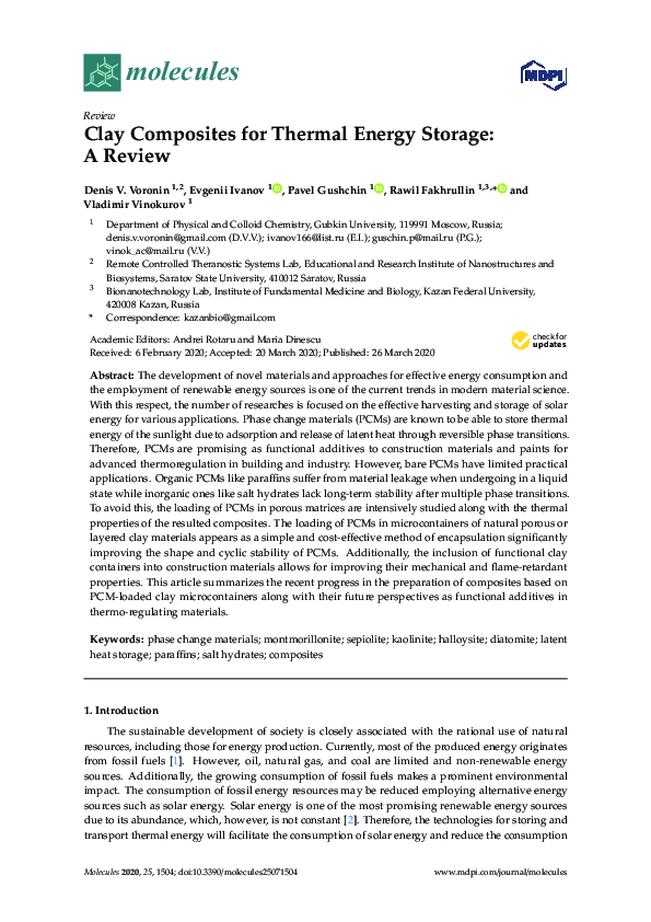 (PDF) Clay Composites for Thermal Energy Storage: A Review
