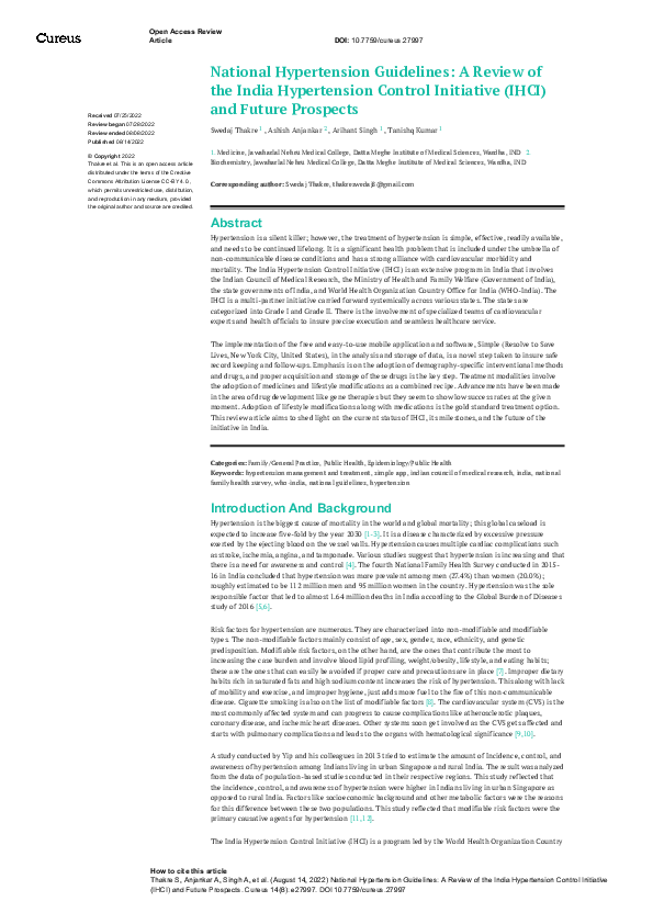 (PDF) National Hypertension Guidelines: A Review of the India ...